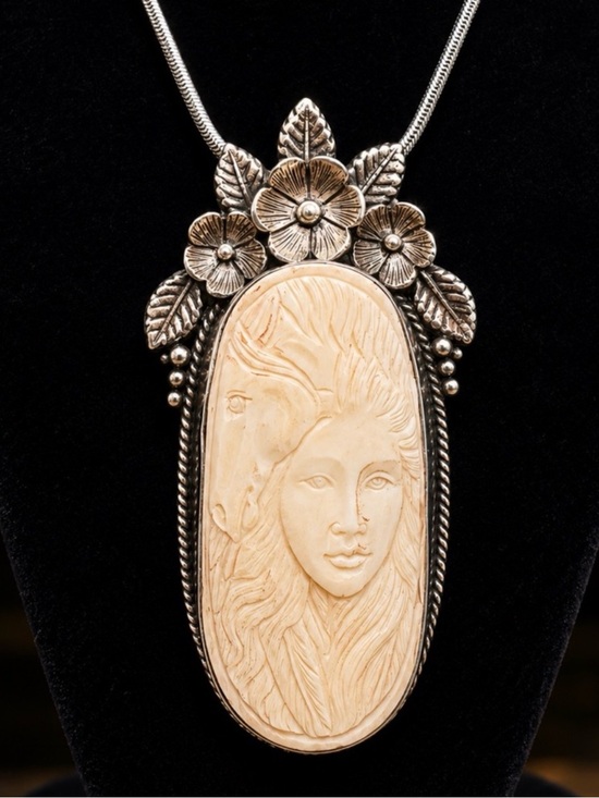 Jewelry | Pendant Vintage Mexican Alpaca Silver Hand Carved Horsewoman ...